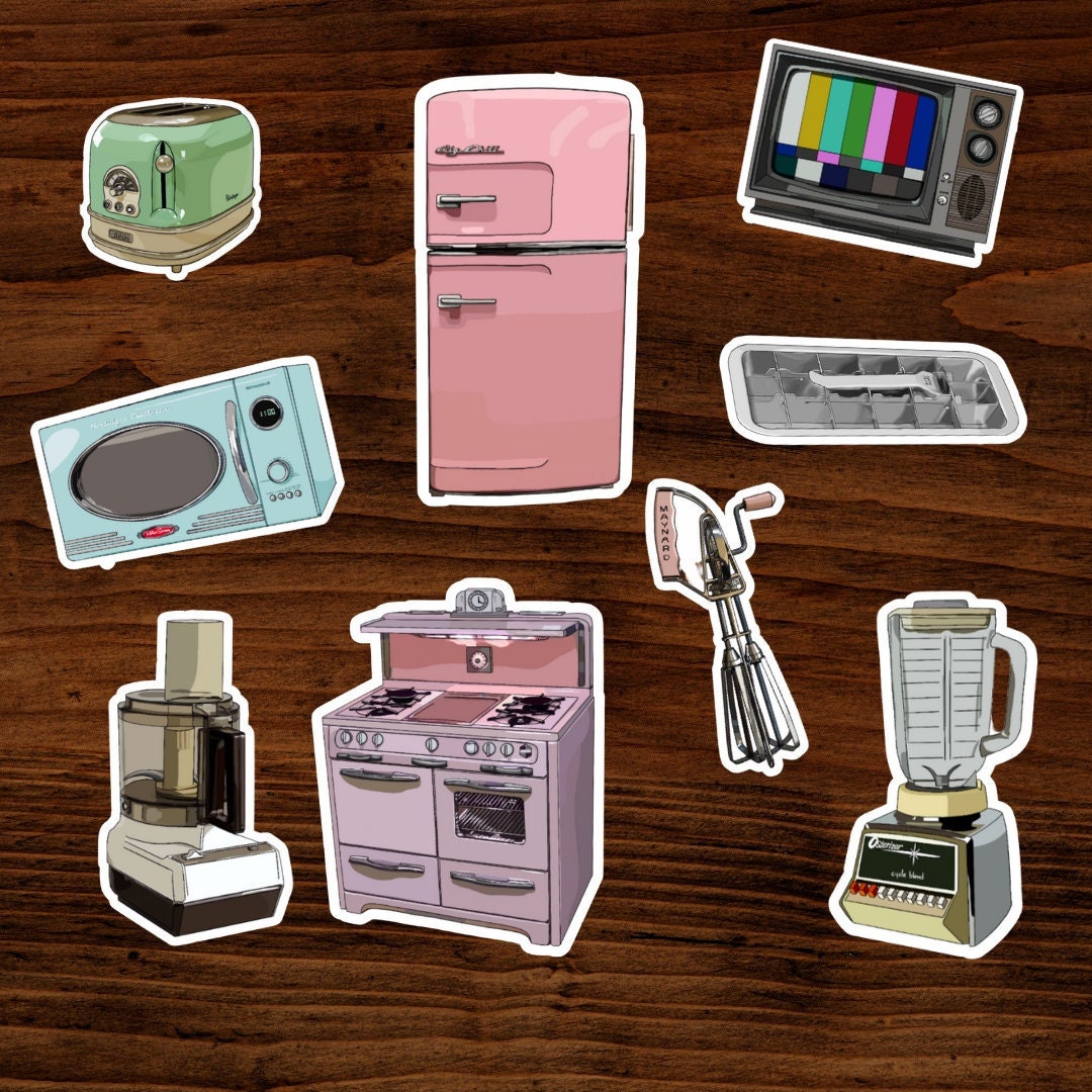 Vintage Appliances Sticker Set - Etsy