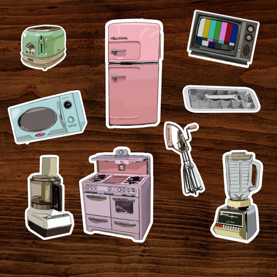 Vintage Appliances Sticker Set - Etsy