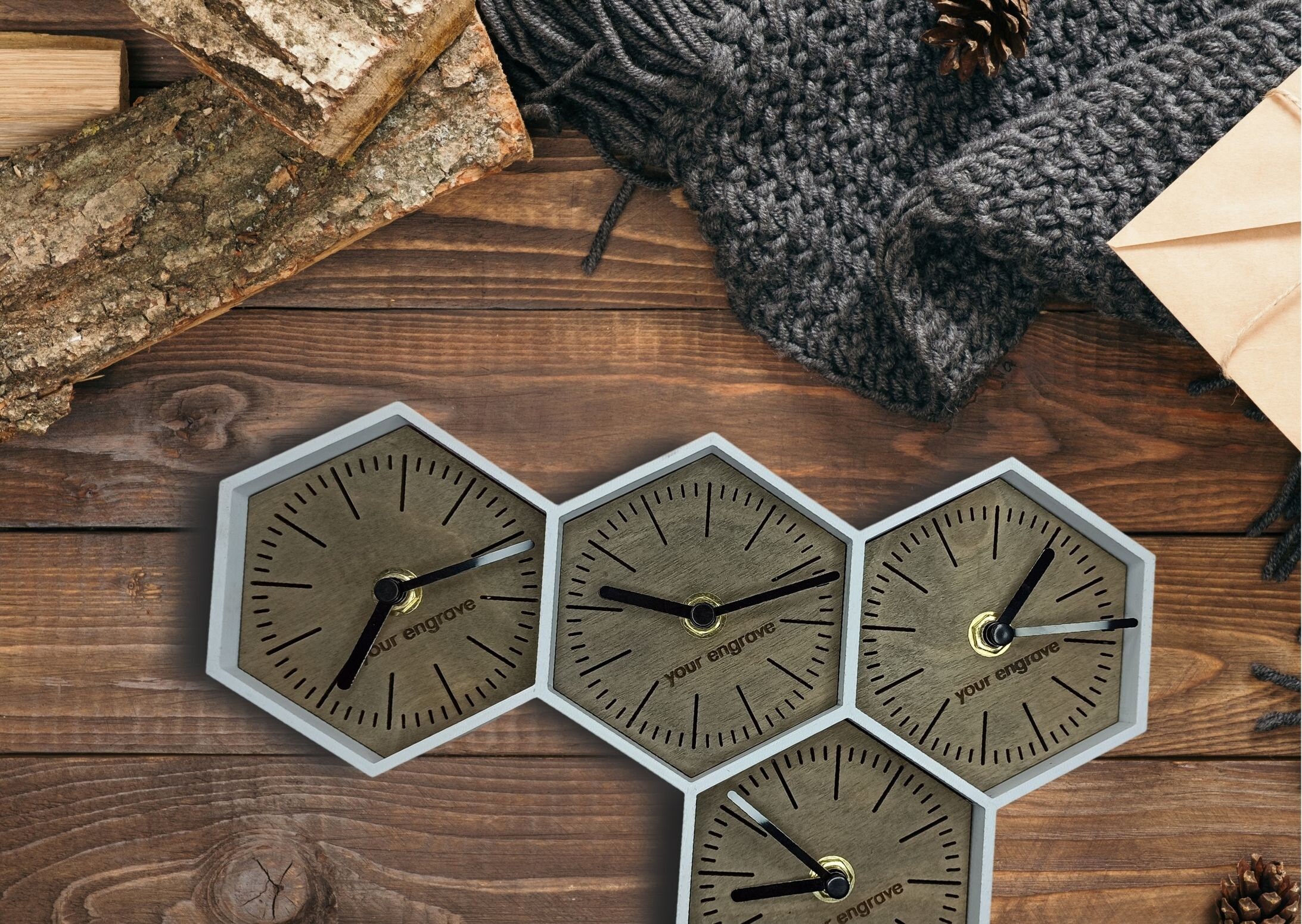 White 3d Printed and Grey Wood CUSTOM Timezone Clock - Etsy