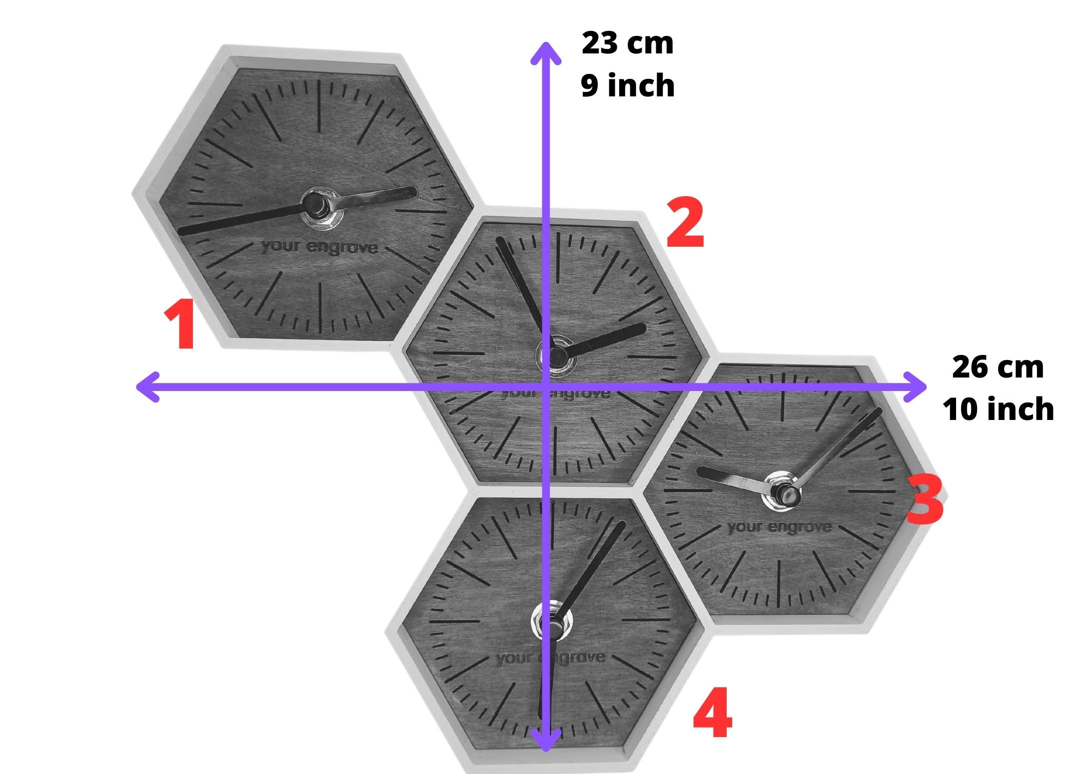 White 3d Printed and Red Wood CUSTOM Timezone Clock Honeycomb - Etsy