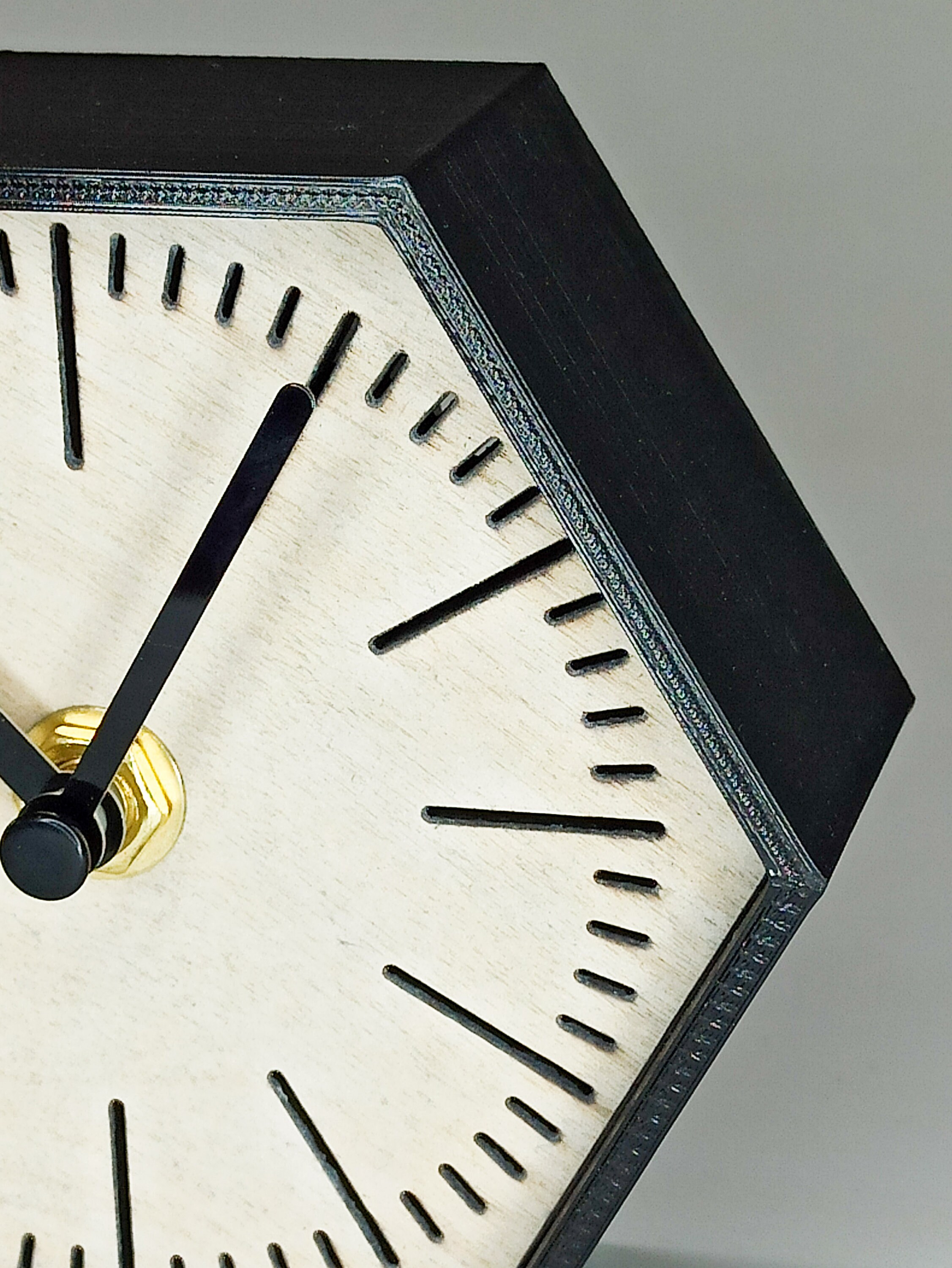 3d PRINTED Black and White Hexagon Desk Clock. Minimalistic Small Clock ...