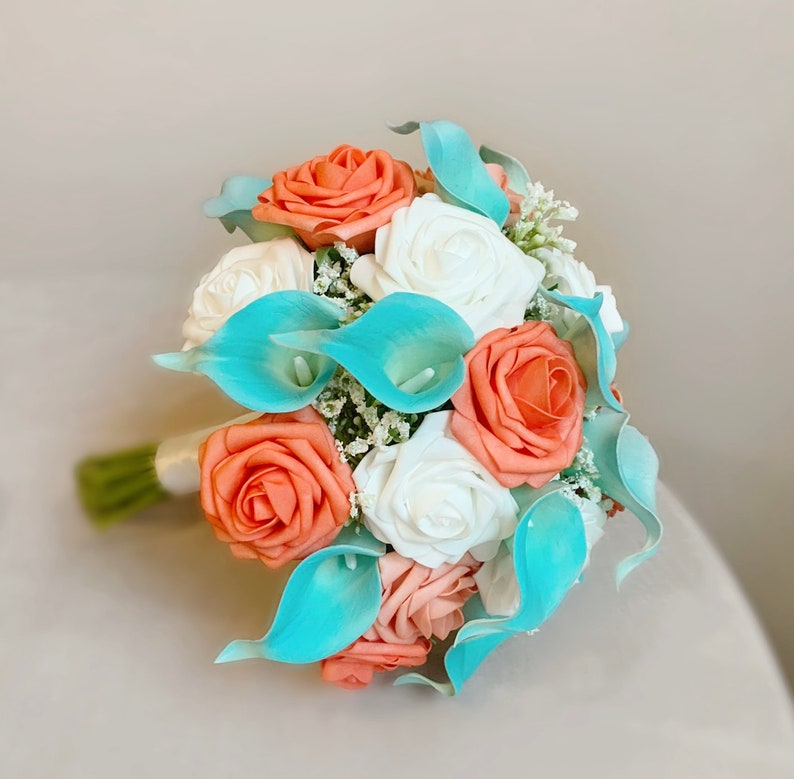 Aqua Turquoise Coral Light Teal Peach Pink Beach Wedding | Etsy