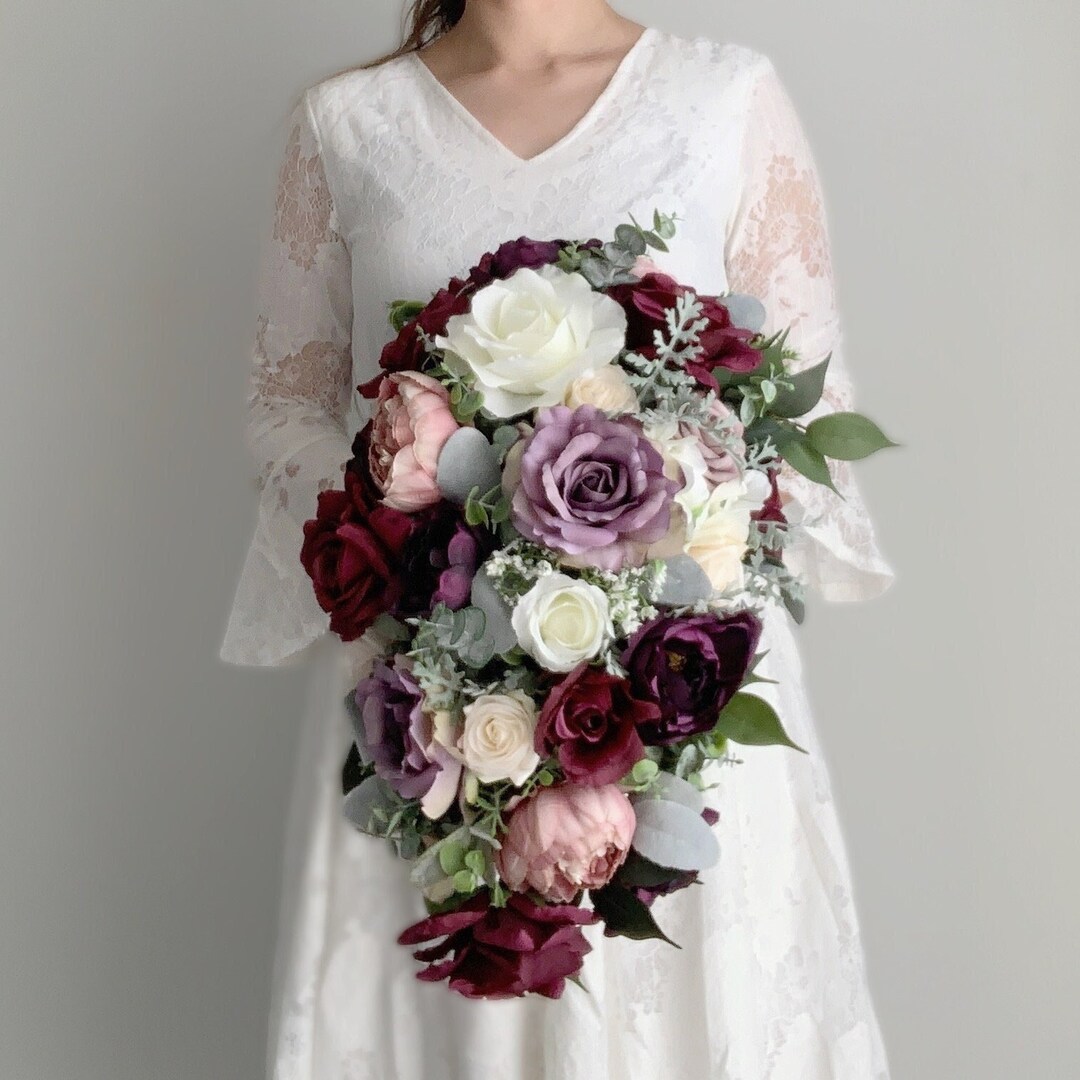 Wisteria Grape Purple Shades Dusty Rose Agave Sage Cascade Bridal ...