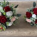 Deep Red, Blush Pink, & White Artificial Bridal Bouquet Real Touch ...