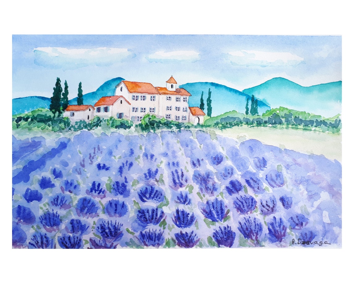 Original Watercolor Provence Landscape Provence Watercolor - Etsy