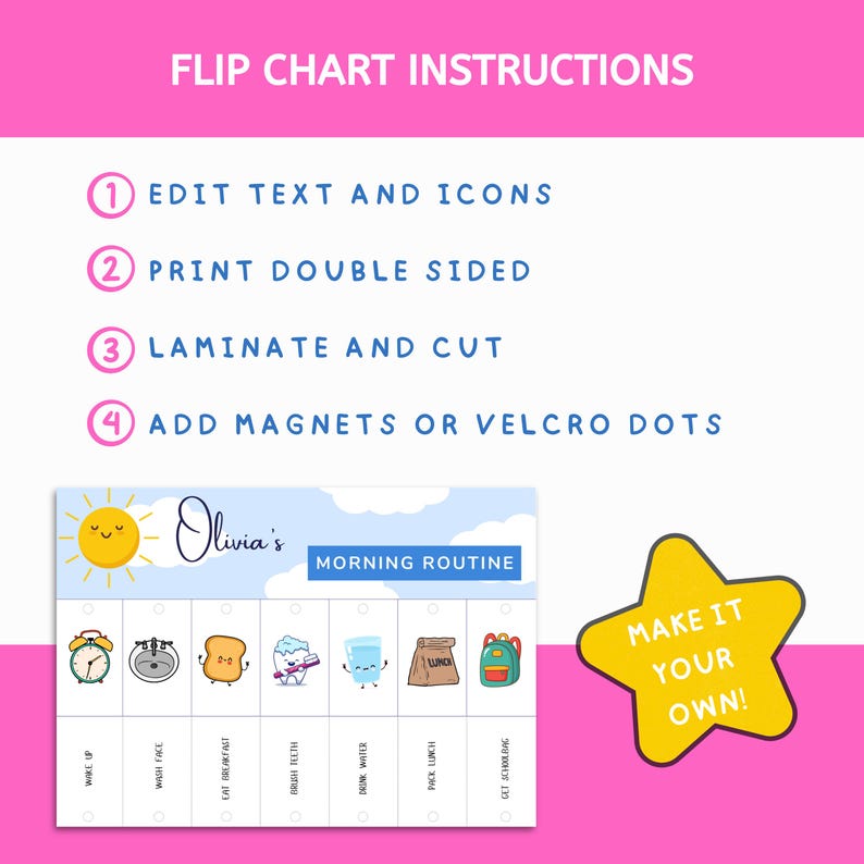 Kids Flip Charts Editable Morning & Evening Routine Trackers ...