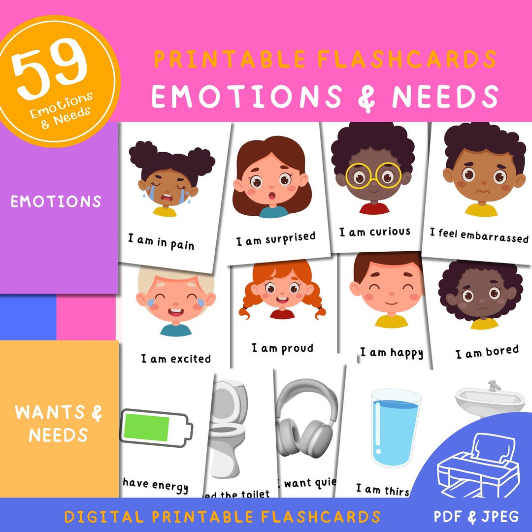 Emotions and Needs Flashcards | Autism Flashcards | Emotion Cards for ...