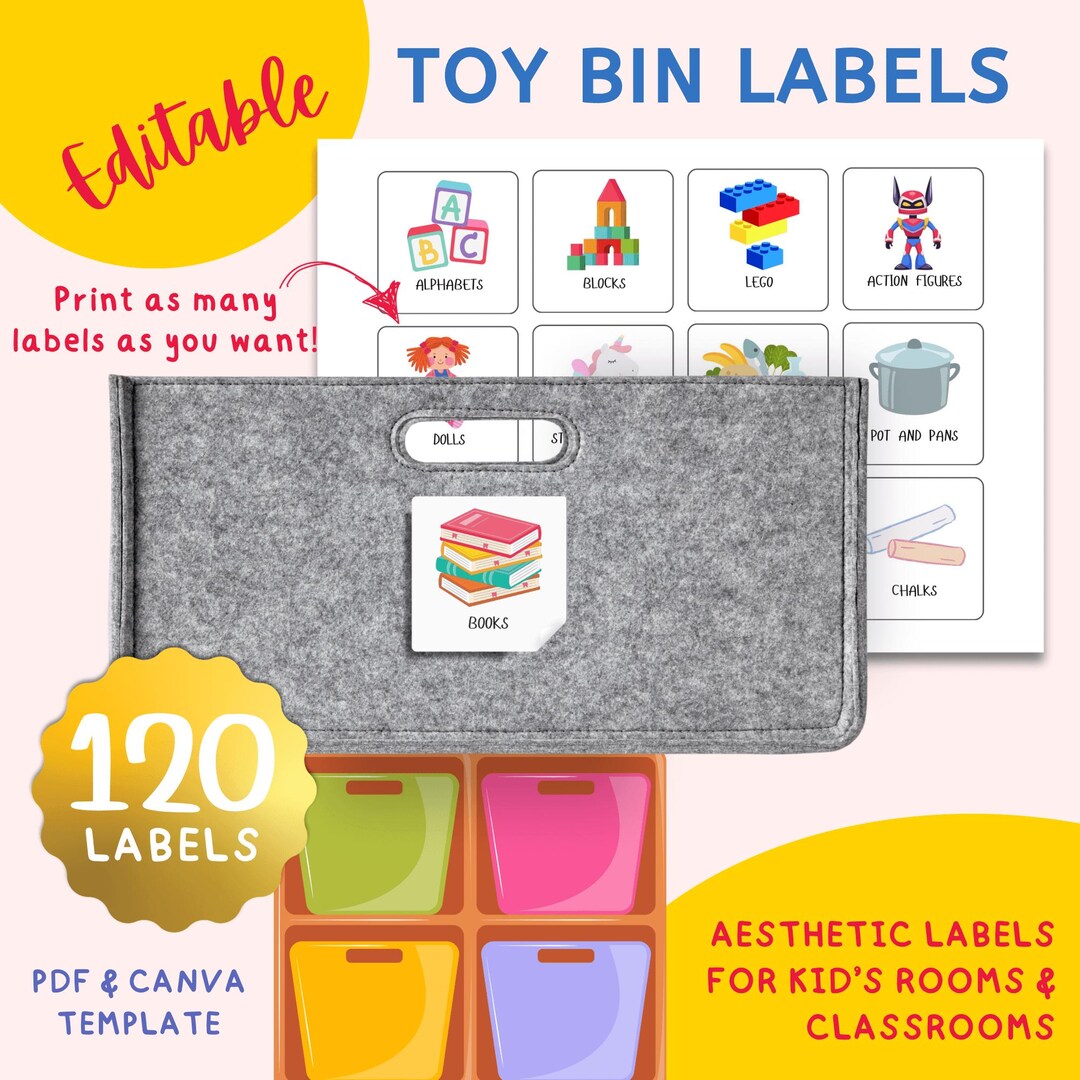 Editable Toy Bin Labels for Kids: Printable Storage Box Labels | Cute ...