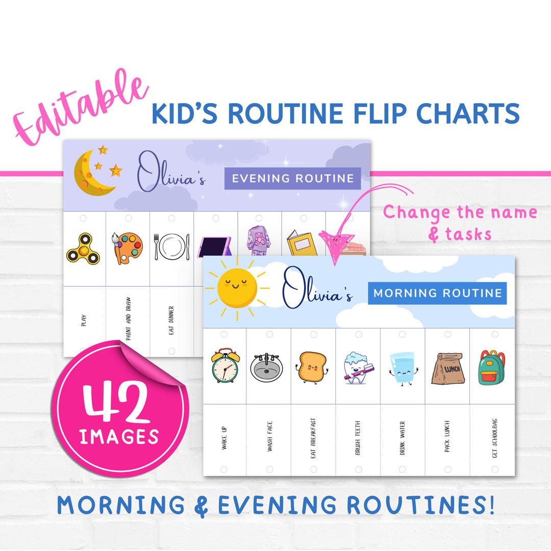 Kids Flip Charts Editable Morning & Evening Routine Trackers ...