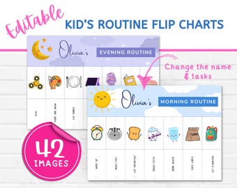 Kids Flip Charts Editable Morning & Evening Routine Trackers ...