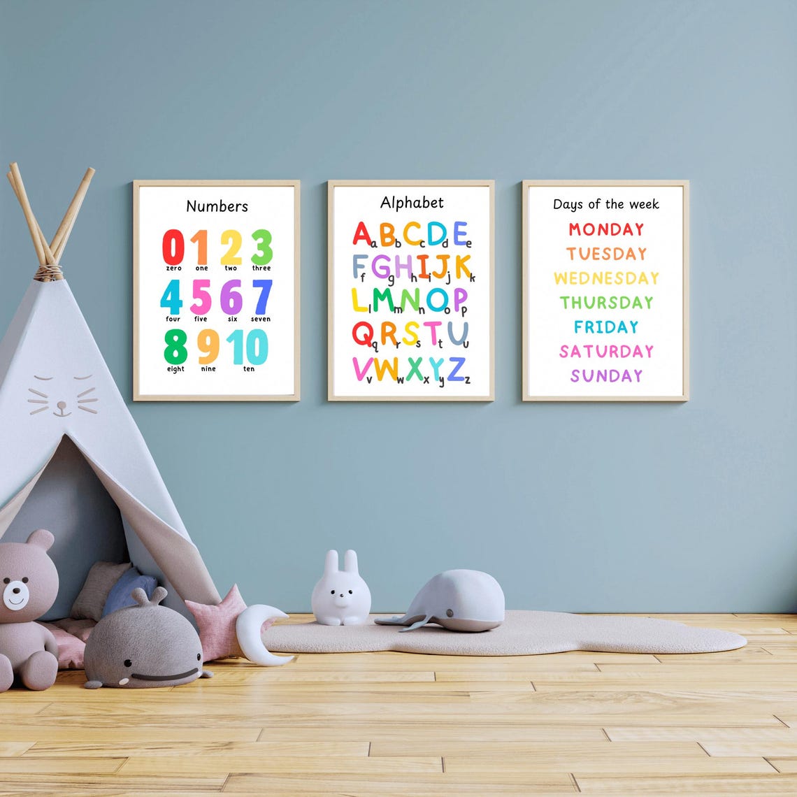 Kids Educational Set of Digital Posters | Children’s Wall Art, ABC ...