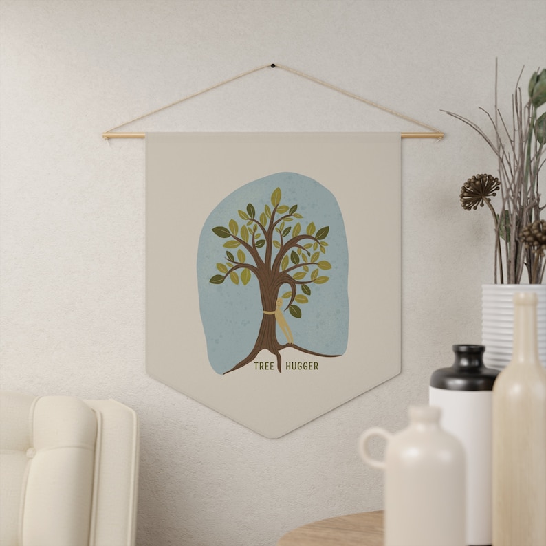 Tree Hugger Hanging Fabric Pennant | Environmentalism Earth Day Wall ...