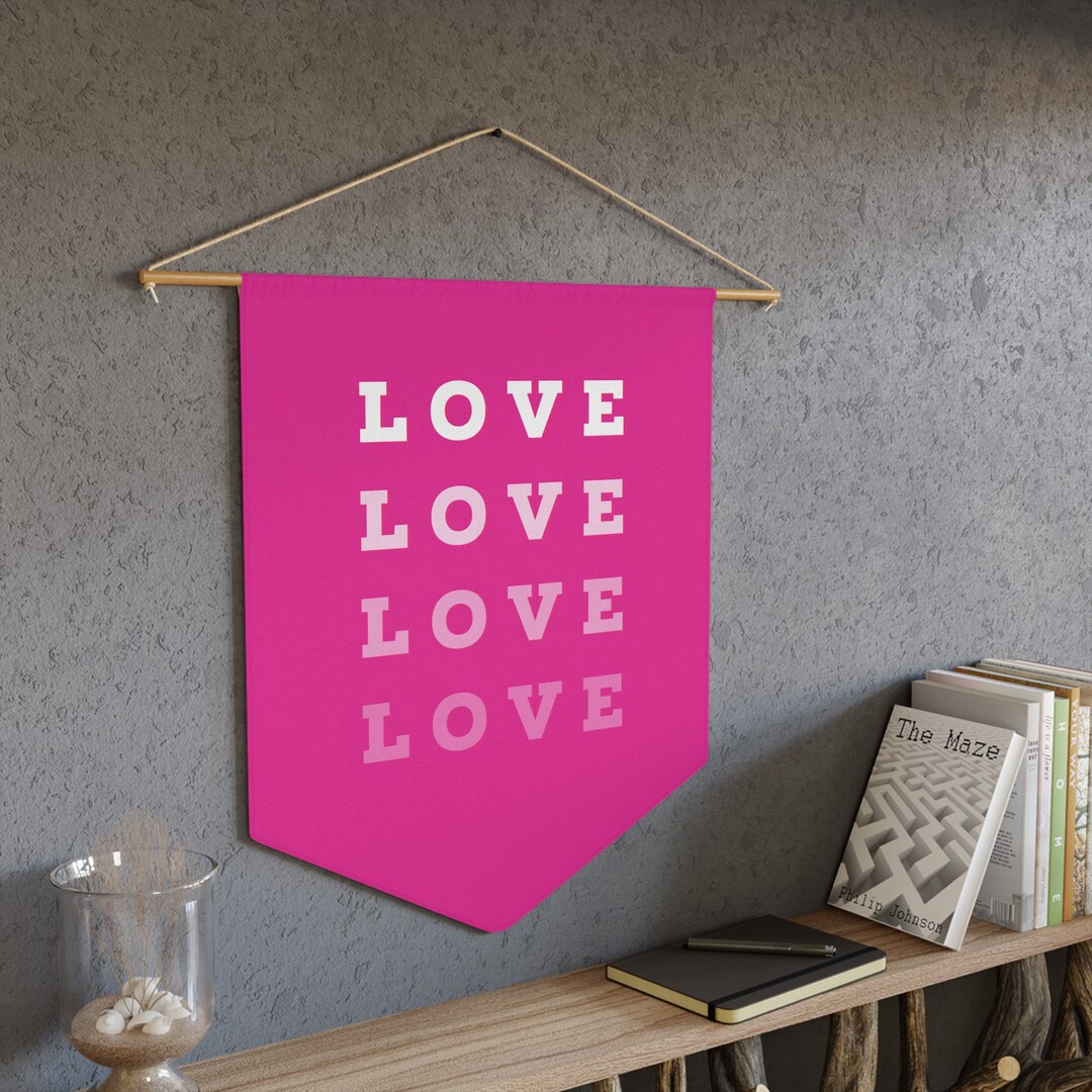 Hot Pink Love Girly Pennant - Etsy