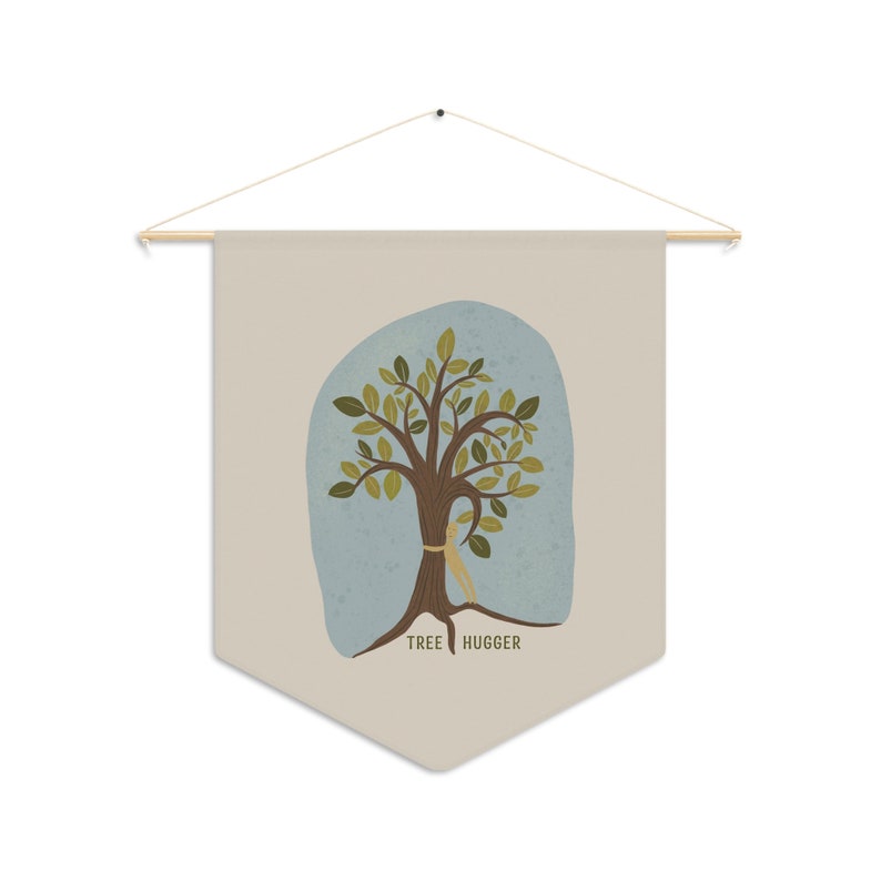Tree Hugger Hanging Fabric Pennant | Environmentalism Earth Day Wall ...