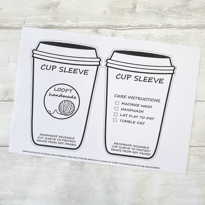 PRINTABLE Coffee Cup Sleeve Display Template / PDF Download - Etsy