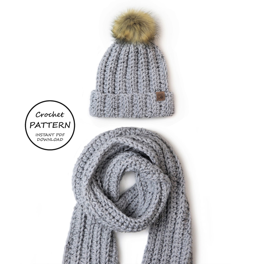 Crochet Scarf and Beanie Pattern / Sydney Scarf and Beanie / Easy 2-in ...