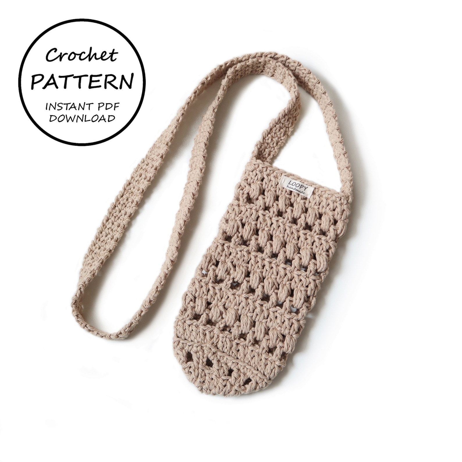CROCHET PATTERN / Loopy Water Bottle Bag / Easy Crochet | Etsy