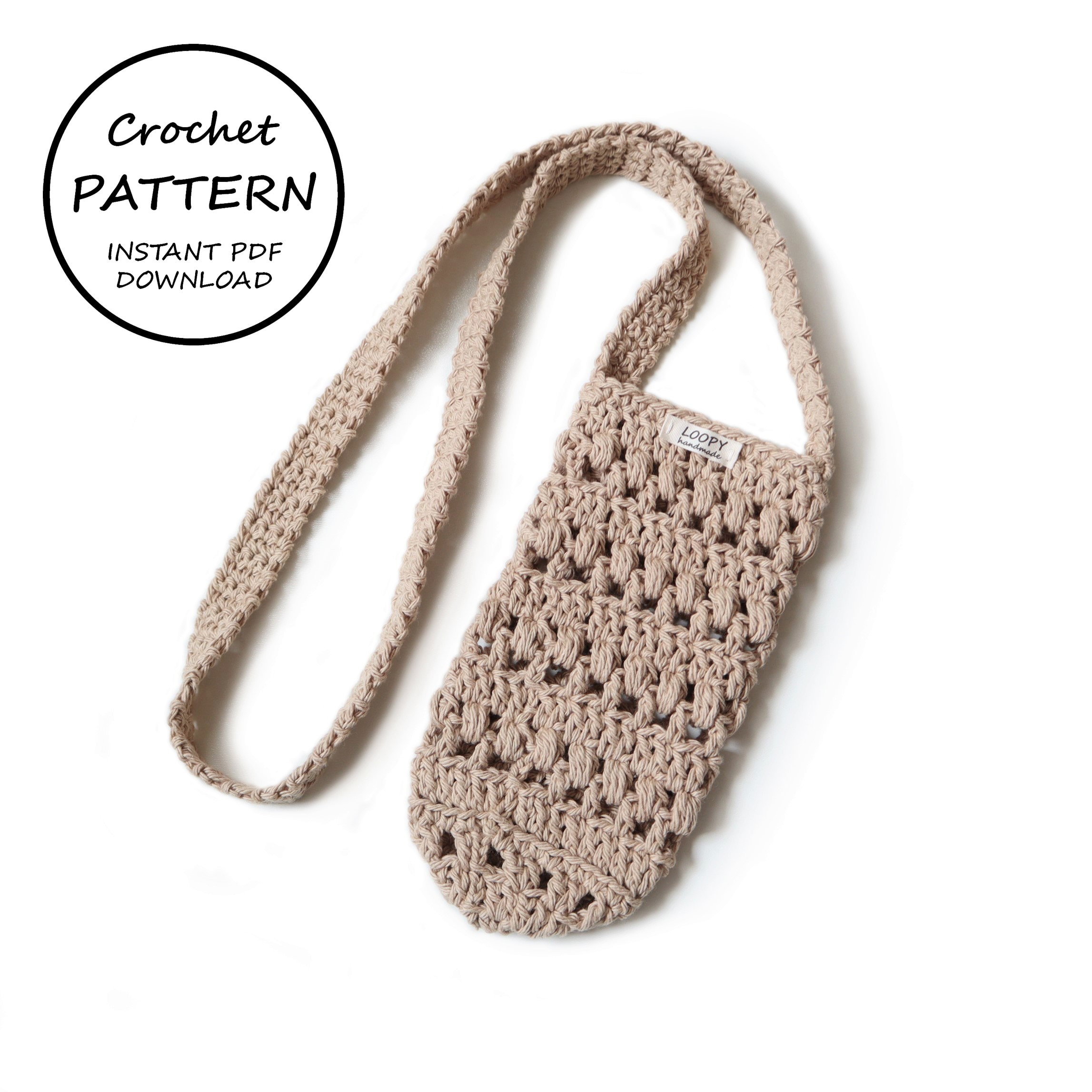 CROCHET PATTERN / Loopy Water Bottle Bag / Easy Crochet | Etsy