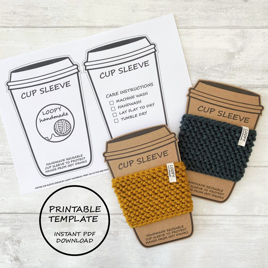 PRINTABLE Coffee Cup Sleeve Display Template / PDF Download - Etsy