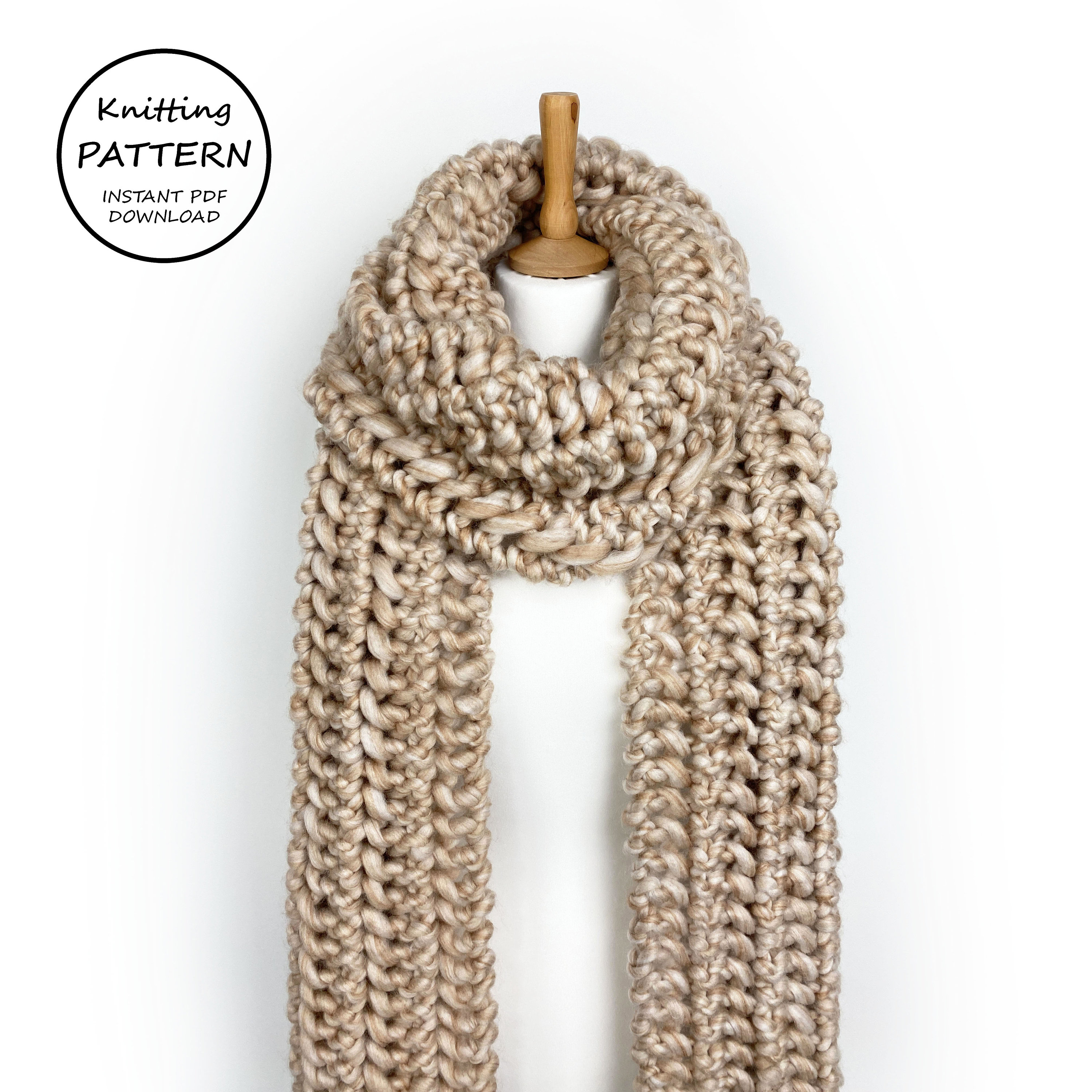 Easy Knit Scarf Pattern / Joshua Scarf / PDF Download - Etsy