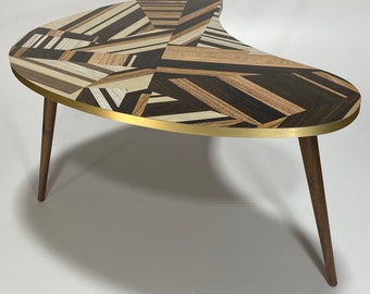 Mid Century Modern Coffee Table With Shelf Solid Walnut Cocktail Table ...