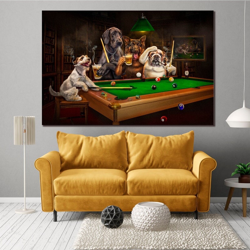 Dogs Playing Pool - Etsy