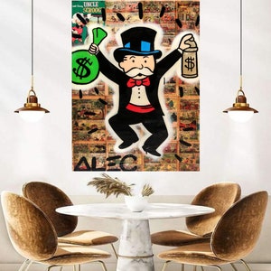 Rich Man Wall Art Abstract Graffiti Print Money Motivation Canvas ...