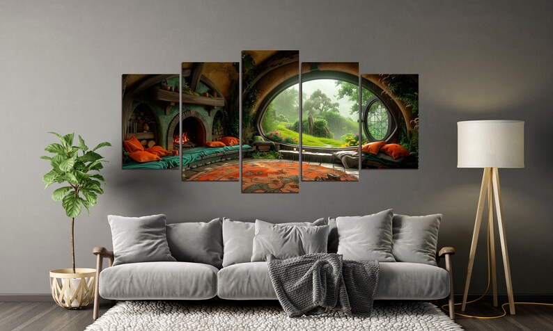 Hobbiton House Canvas Hobbit House Wall Art Hobbit Hole Wall Decor ...