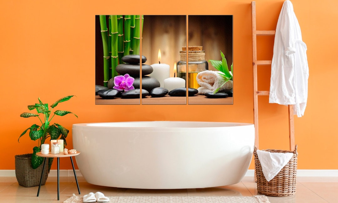 Relaxing Canvas Wall Art for Spa Room Decor Orchid, Bamboo and Massage ...