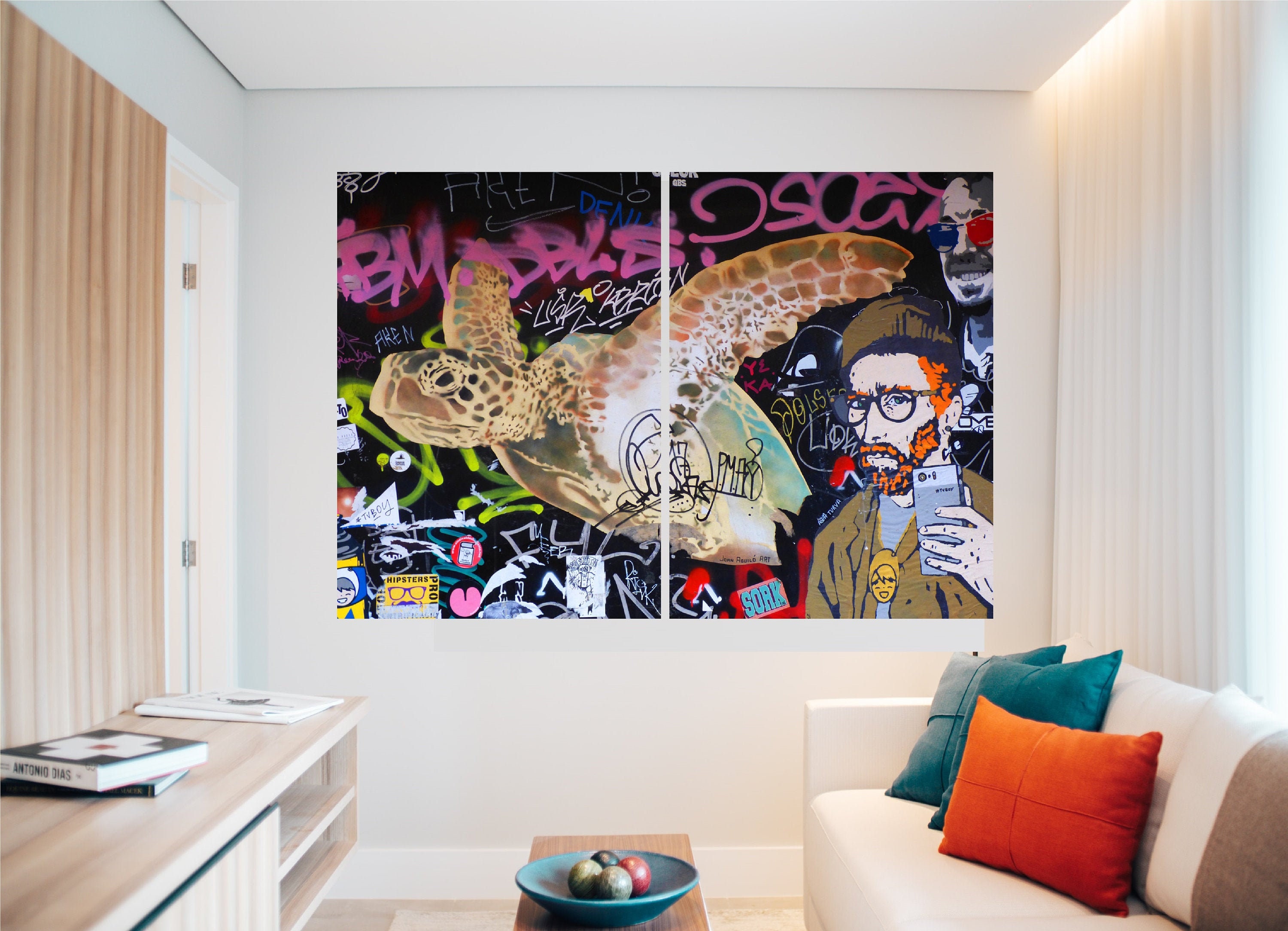 Sea turtle graffiti wall art Turtle graffiti mural Graffiti | Etsy