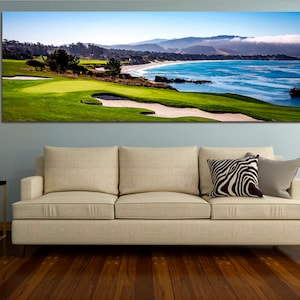 Golf Canvas Pebble Beach Golf Links Wall Decor Coastal Golf Landscape ...