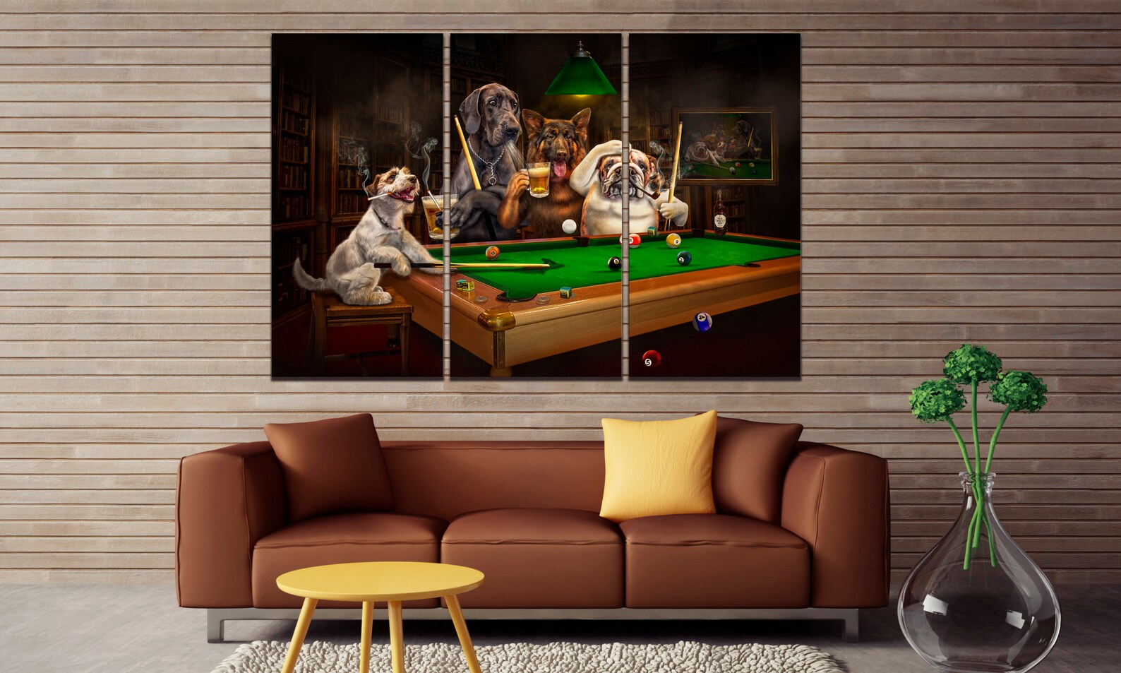 Dogs Playing Pool Canvas Wall Art Dog Home Decor Funny Gifts - Etsy