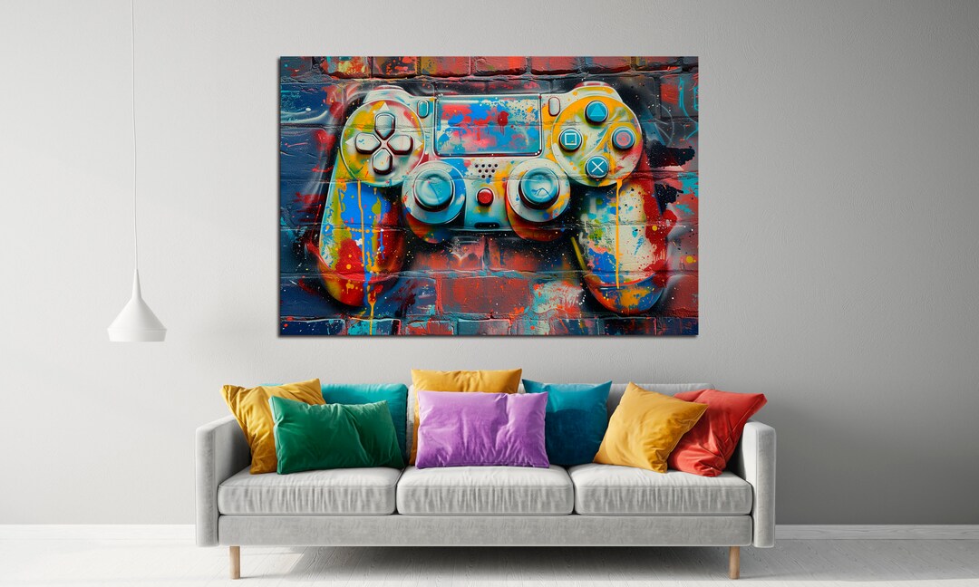 Colorful Gamers Сonsole Graffiti Canvas Wall Art Video Games Graffiti ...
