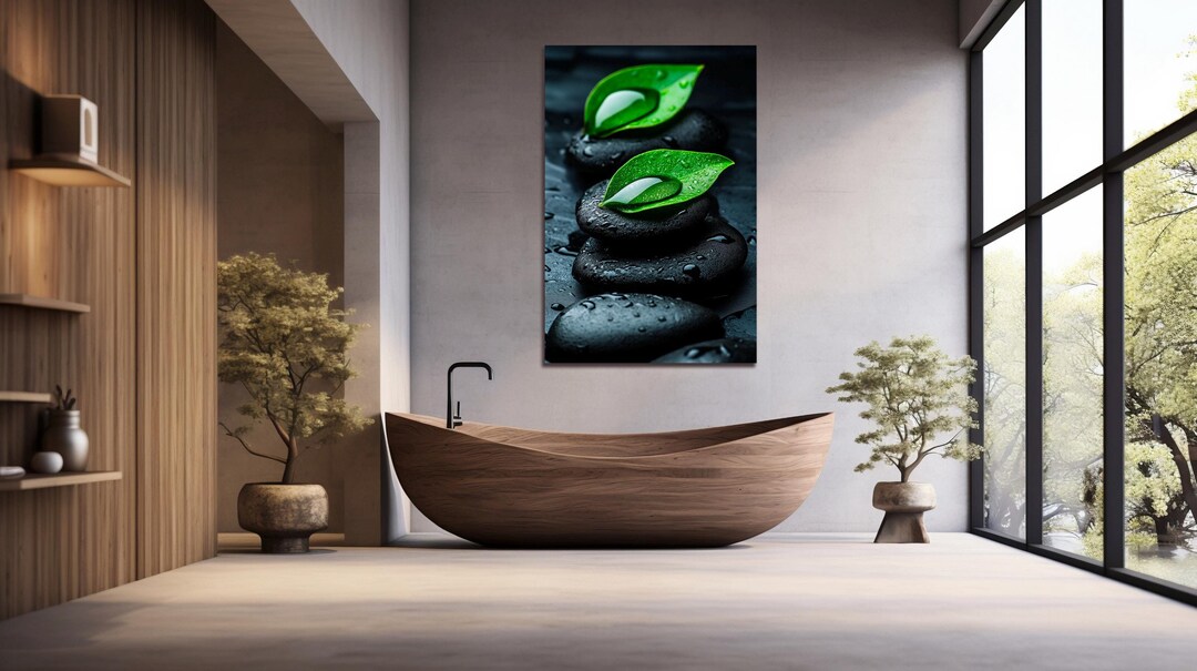 Abstract Zen Stones Spa Relax Canvas Wall Art Nature Print Bathroom ...