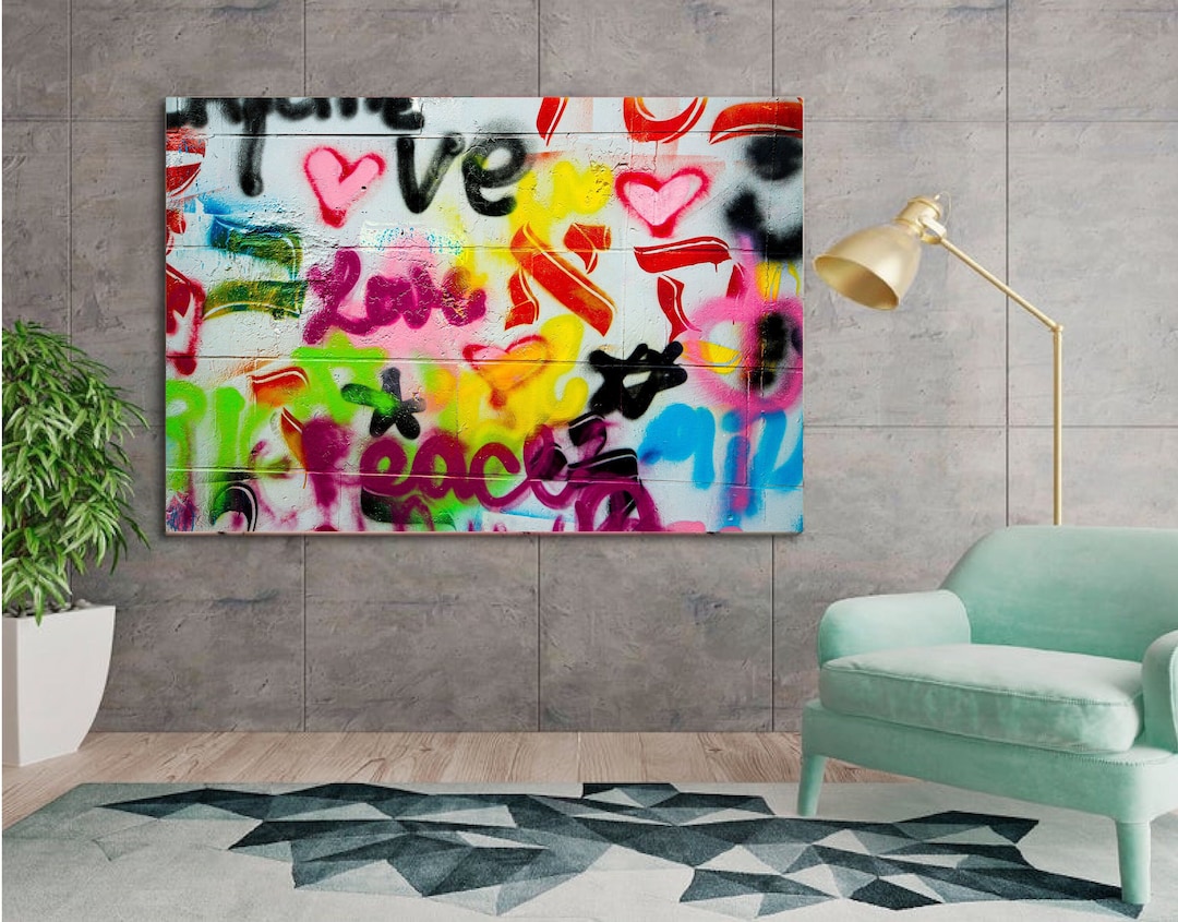 Love Graffiti Art Colourful Love Art Love Canvas Wall Art Love Canvas ...