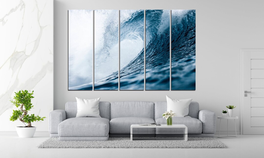 Wave Wall Art Blue Ocean Waves Coastal Wall Art Wave Painting Wave Art ...
