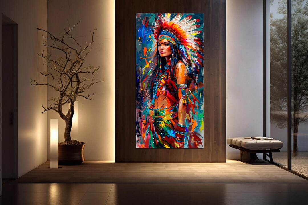 Abstract Indian Woman Canvas Art: Colorful Ethnic Portrait Print - Etsy