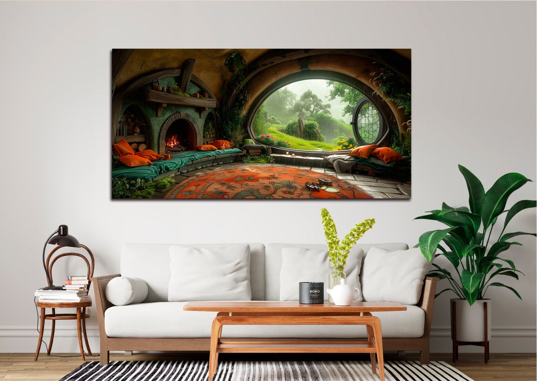 Hobbiton House Canvas Hobbit House Wall Art Hobbit Hole Wall Decor ...