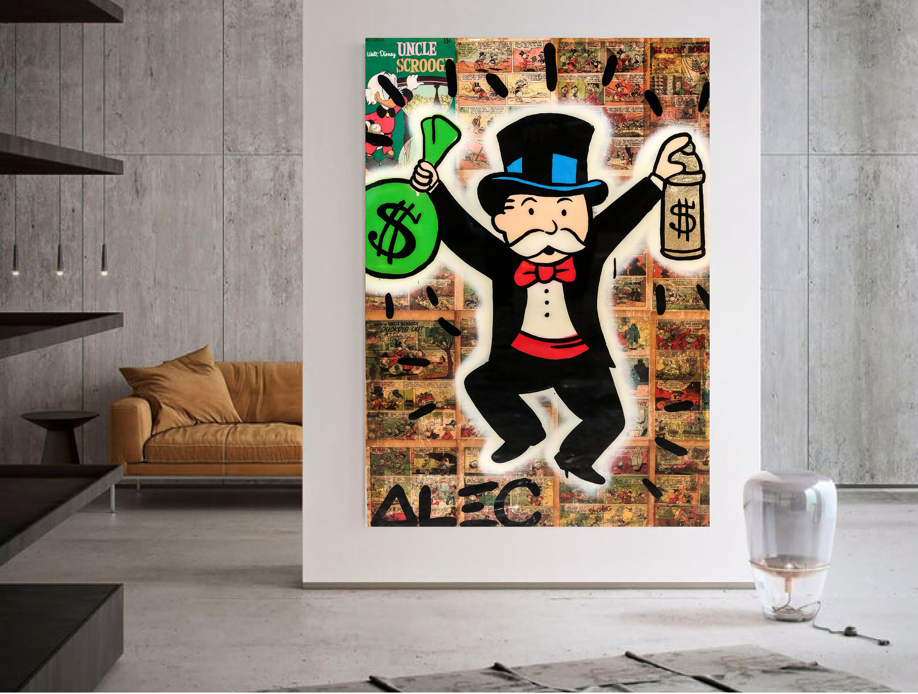 Rich Man Wall Art Abstract Graffiti Print Money Motivation Canvas ...
