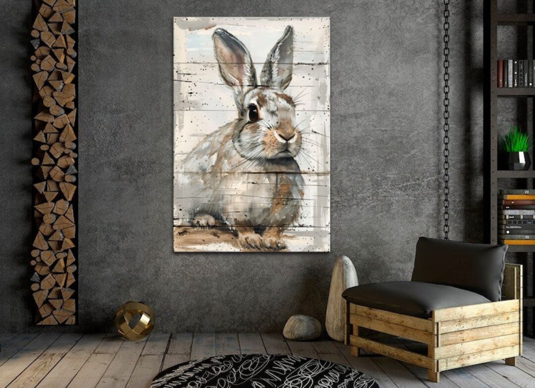 Vintage Bunny Canvas Bunny Nursery Wall Art Rabbit Print Rustic ...