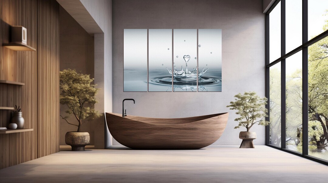Abstract Water Drop Splash Canvas Wall Art Blue Prints Bathroom Wall ...