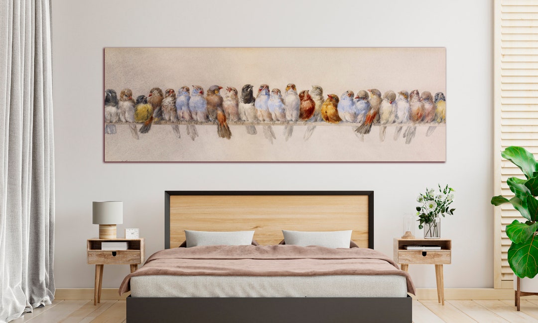 A Perch of Birds Canvas Wall Art Vintage Birds Art Hector Giacomelli ...