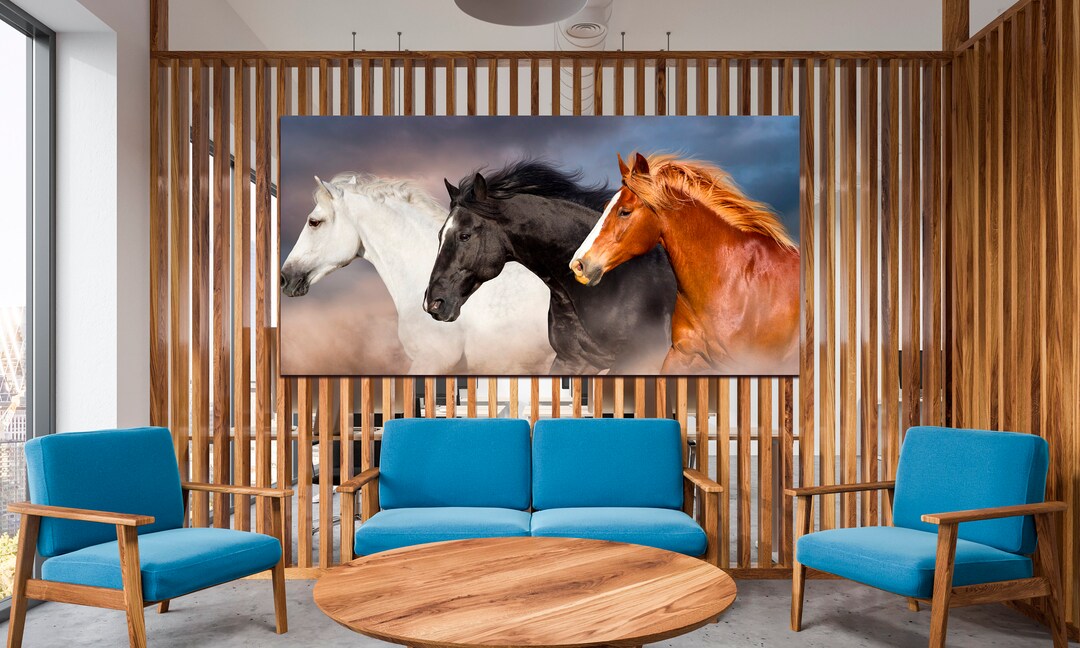 Wild Running Horses Wall Art Three Horses Canvas Print Equestrian Gift ...