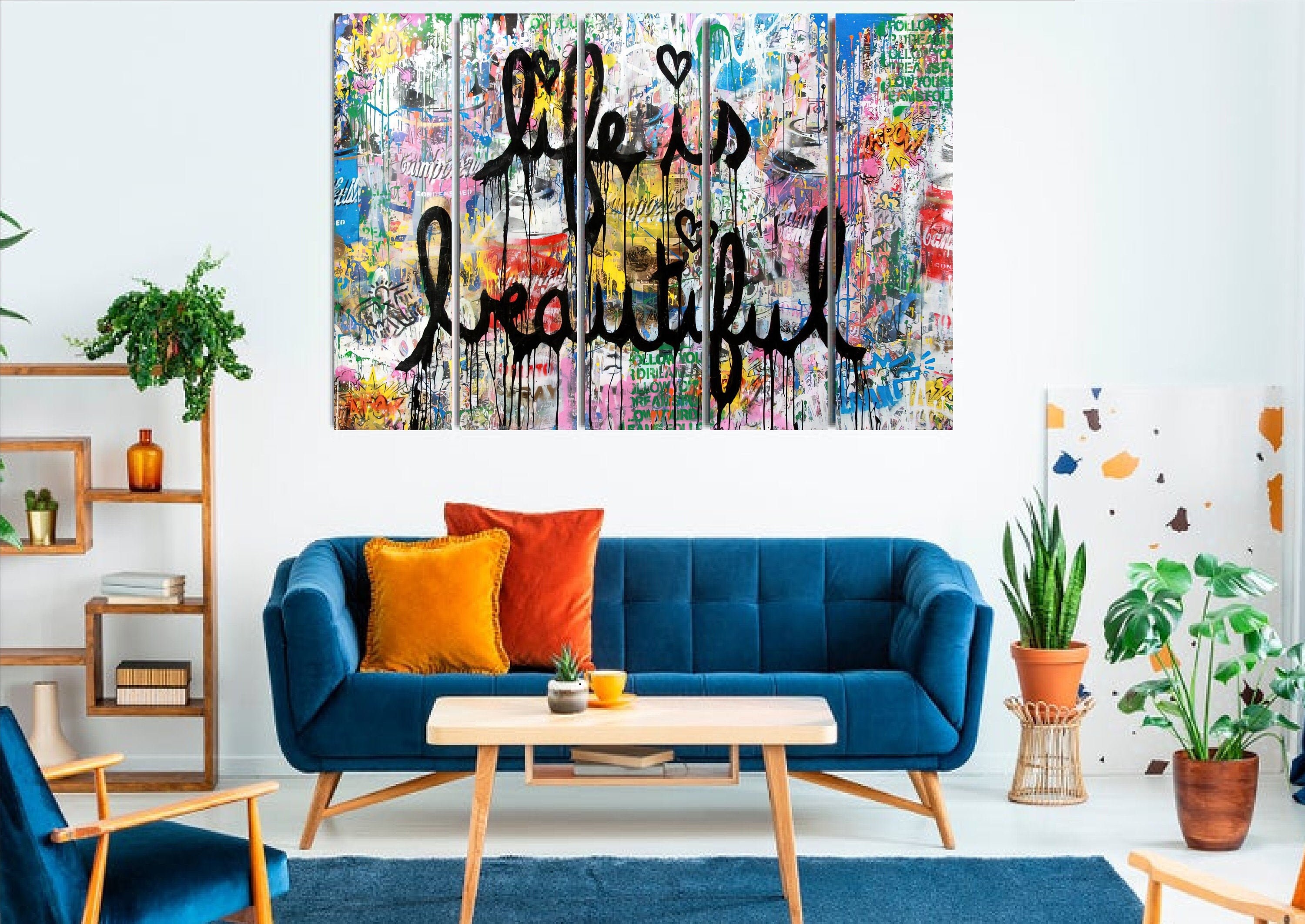 Life is beautiful Graffiti wall art Brainwash style Banksy | Etsy