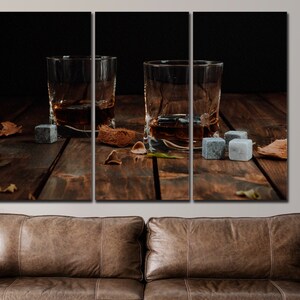 Whiskey Canvas Alcohol Wall Art Whiskey Decor Bourbon Art Bar Decor Man ...