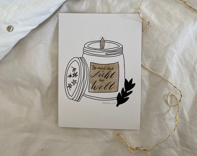 Ihr seid das Licht der Welt Postkarte, Bibelvers, christliche Postkart, christliche Papeterie ...