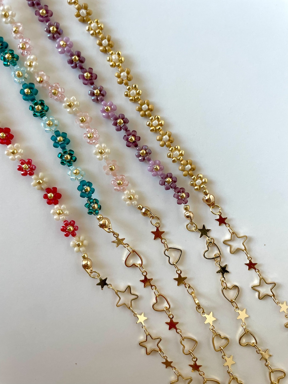 14K Gold Plated Anklet Beaded Jewelry Daisy Anklet Beaded Anklet Gold Plated Jewelry Flower ...