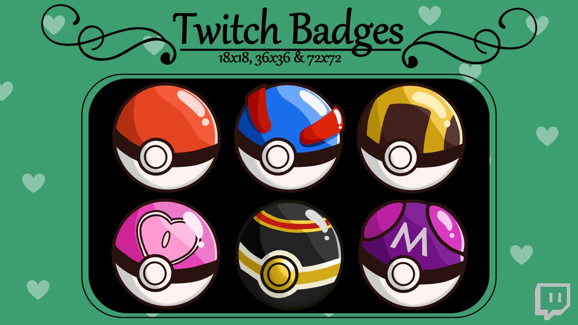 6x Twitch Sub Badges / Bit Badges / Pokeballs / Pokemon | Etsy