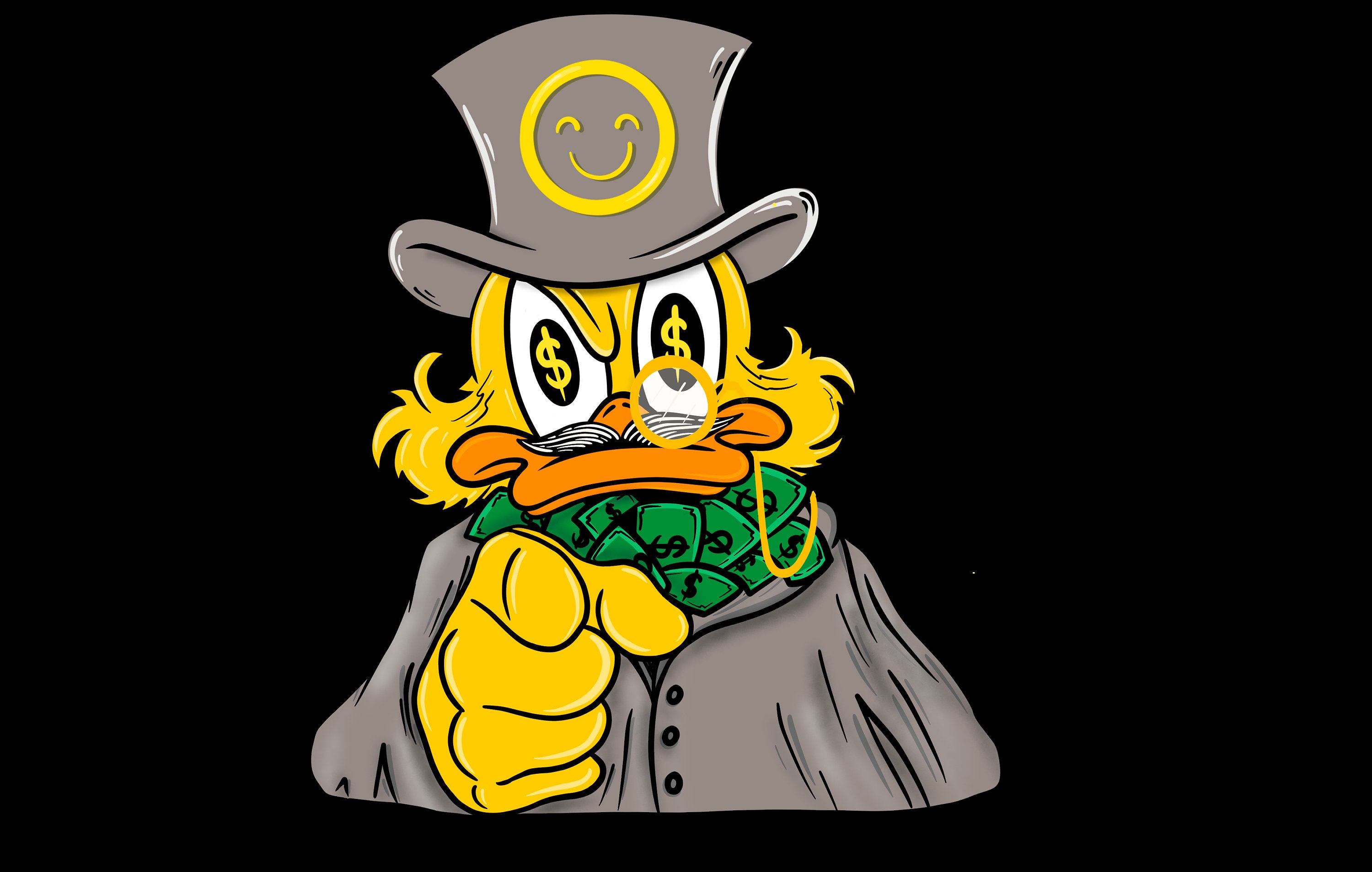 Money Cartoon Illustration Duck, Scrooge Mcduck Illustration Shoker ...