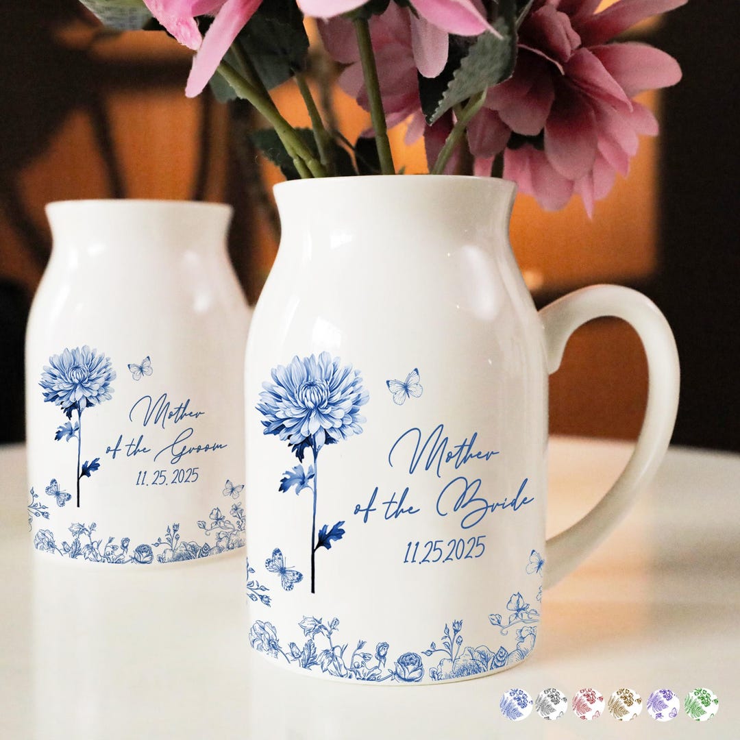 Custom Toile De Jouy Ceramic Vase, Mother of the Bride/groom Gift - Etsy